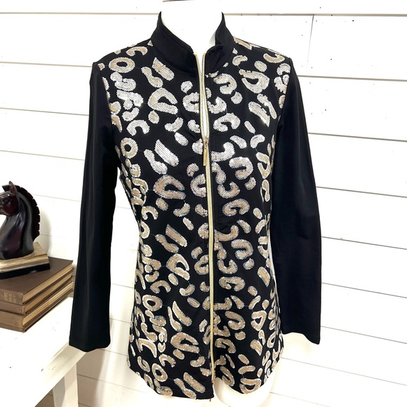 berek | Jackets & Coats | Berek Jacket Top Black Gold Sequin Small ...